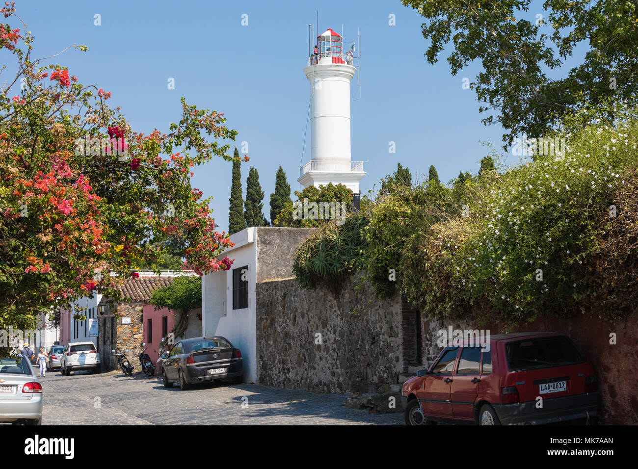 Lighthouse in Colonia del Sacramento, small colonial town, Uruguay ...