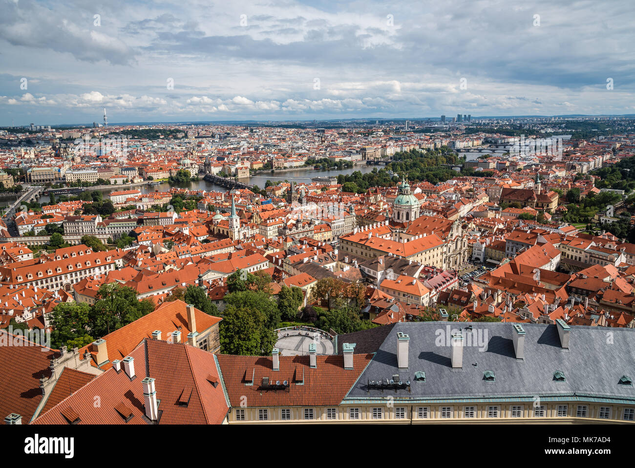 Cityscape of Prague from tower of Cathedral against sky Stock Photo - Alamy