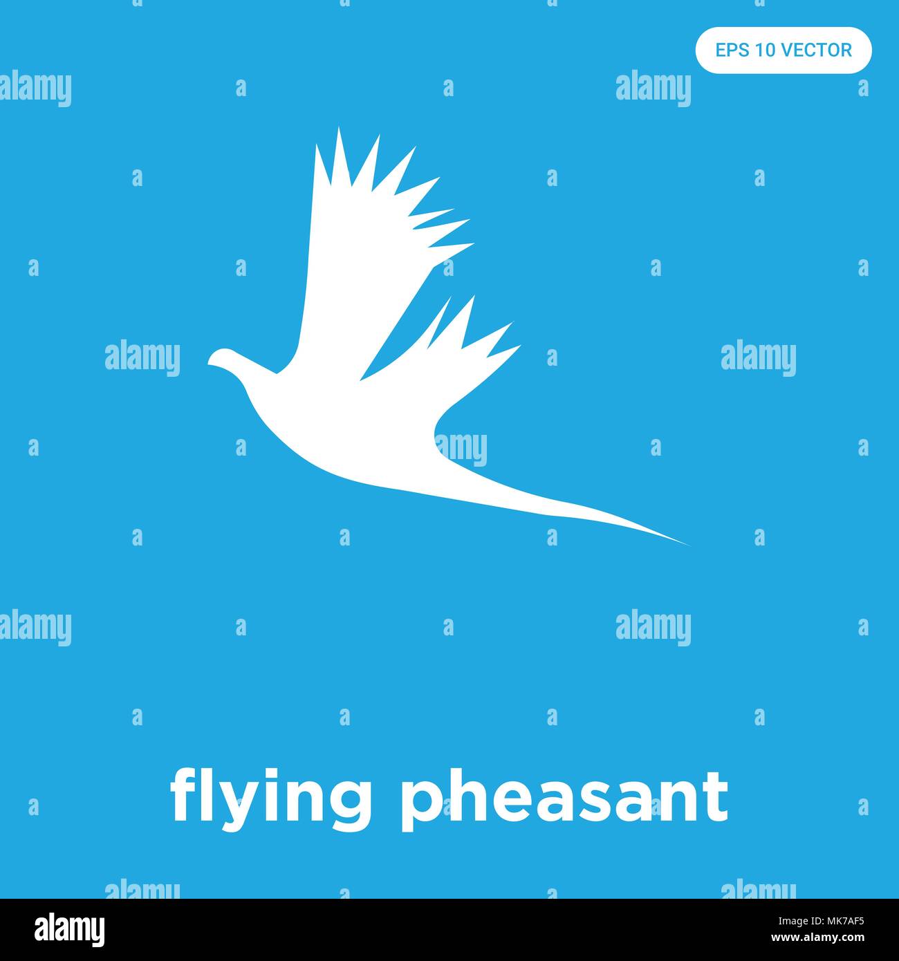 flying pheasant vector icon isolated on blue background, sign and ...