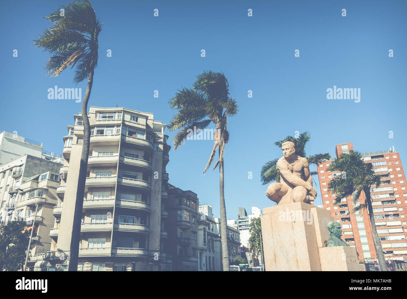 Residential buildings at boulevard in Montevideo, Uruguay. Montevideo ...