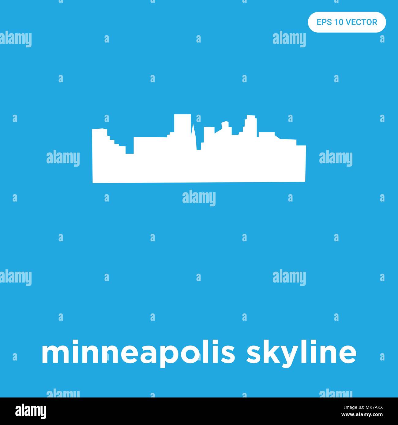 minneapolis skyline vector icon isolated on blue background, sign and ...