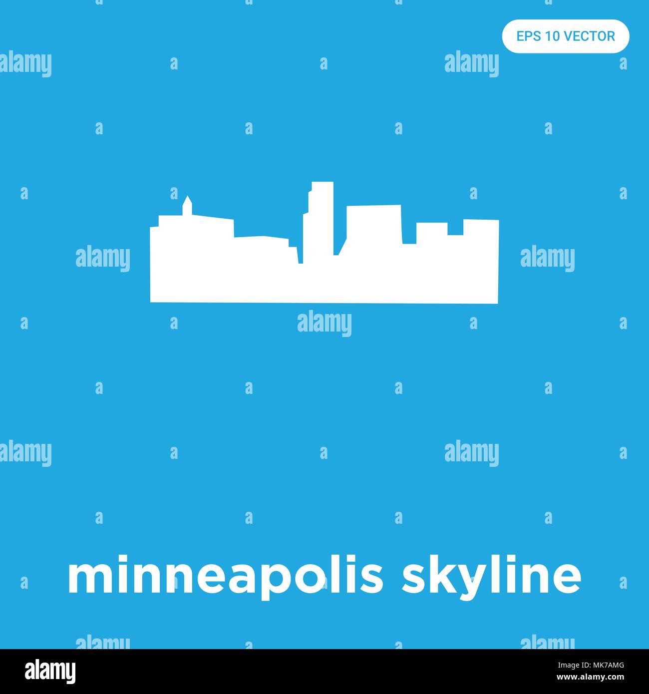 minneapolis skyline vector icon isolated on blue background, sign and ...