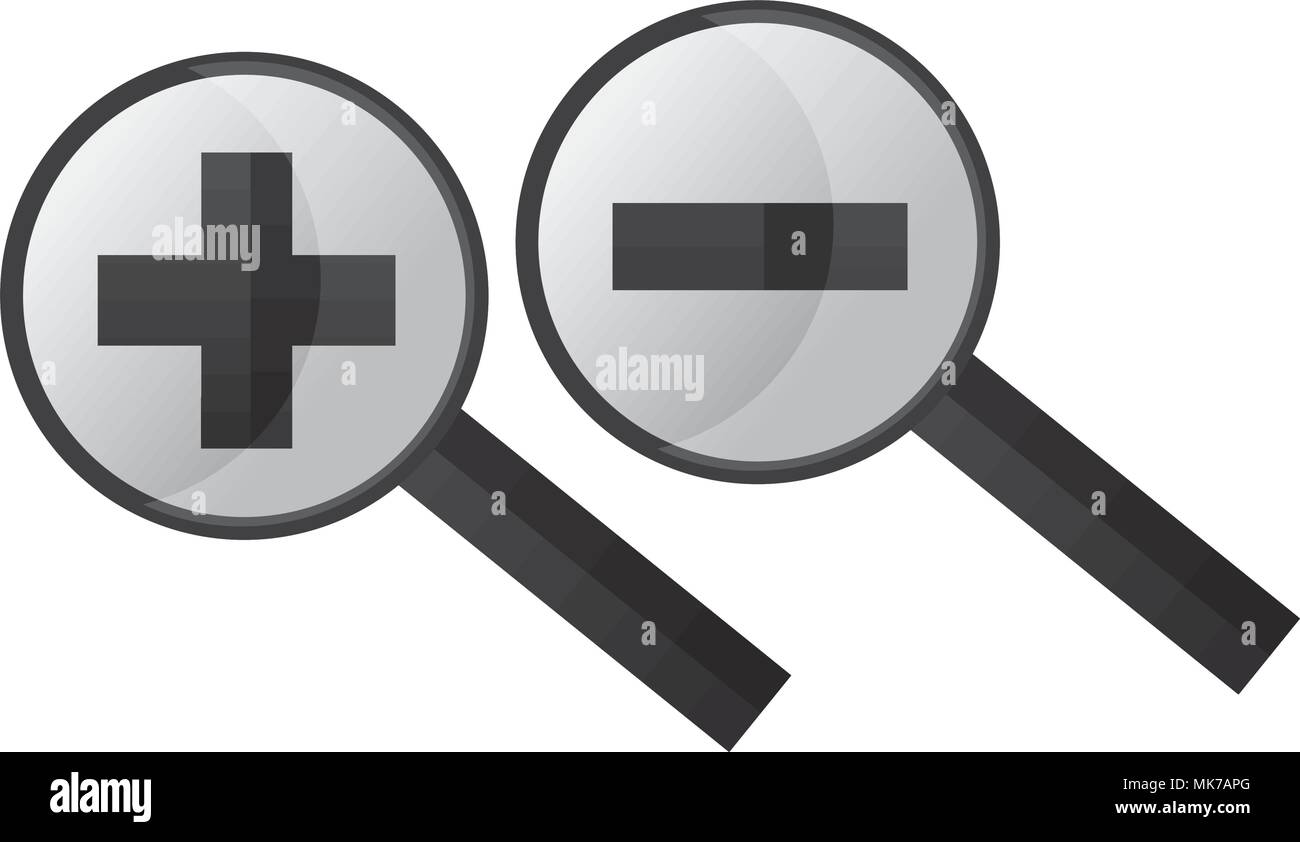 search magnifying glasses with plus and minus sign vector illustration ...