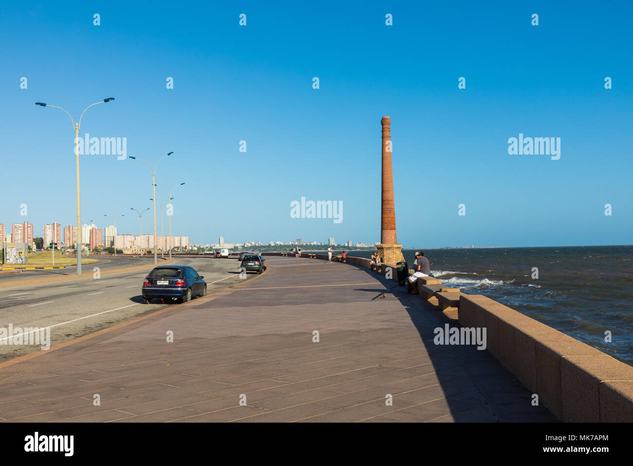 MONTEVIDEO, URUGUAY - FEBRUARY 03, 2018: Boulevard along Pocitos beach ...