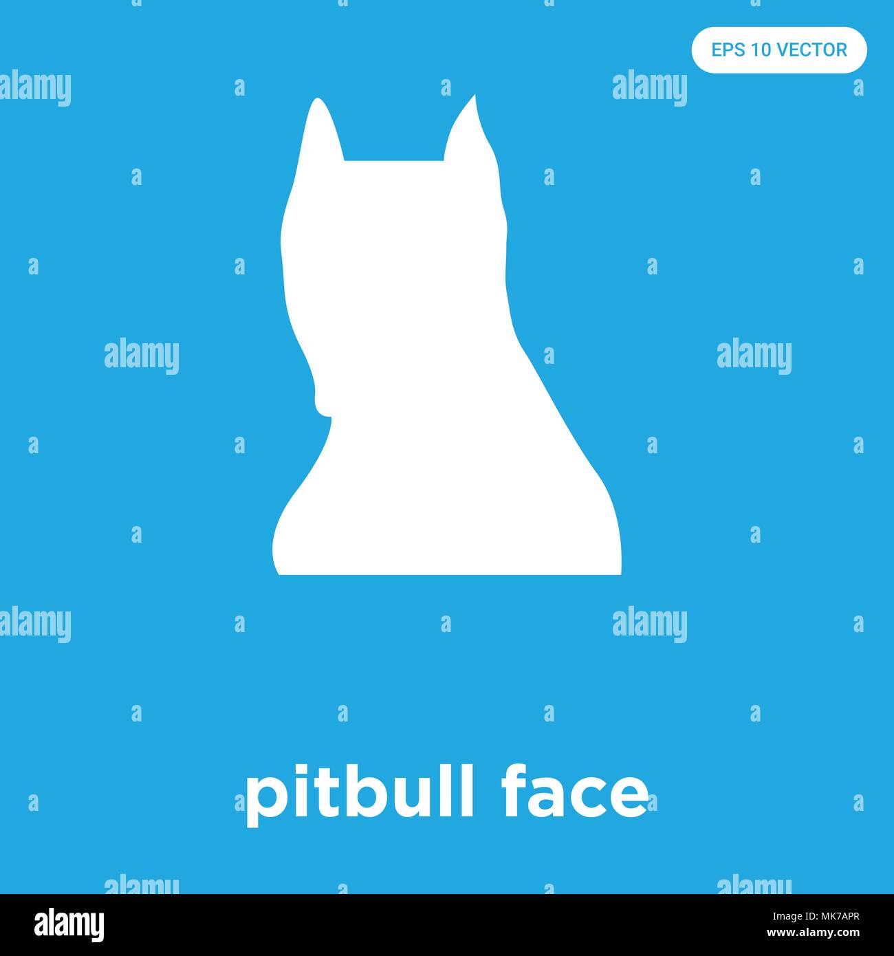 pitbull face vector icon isolated on blue background, sign and symbol ...