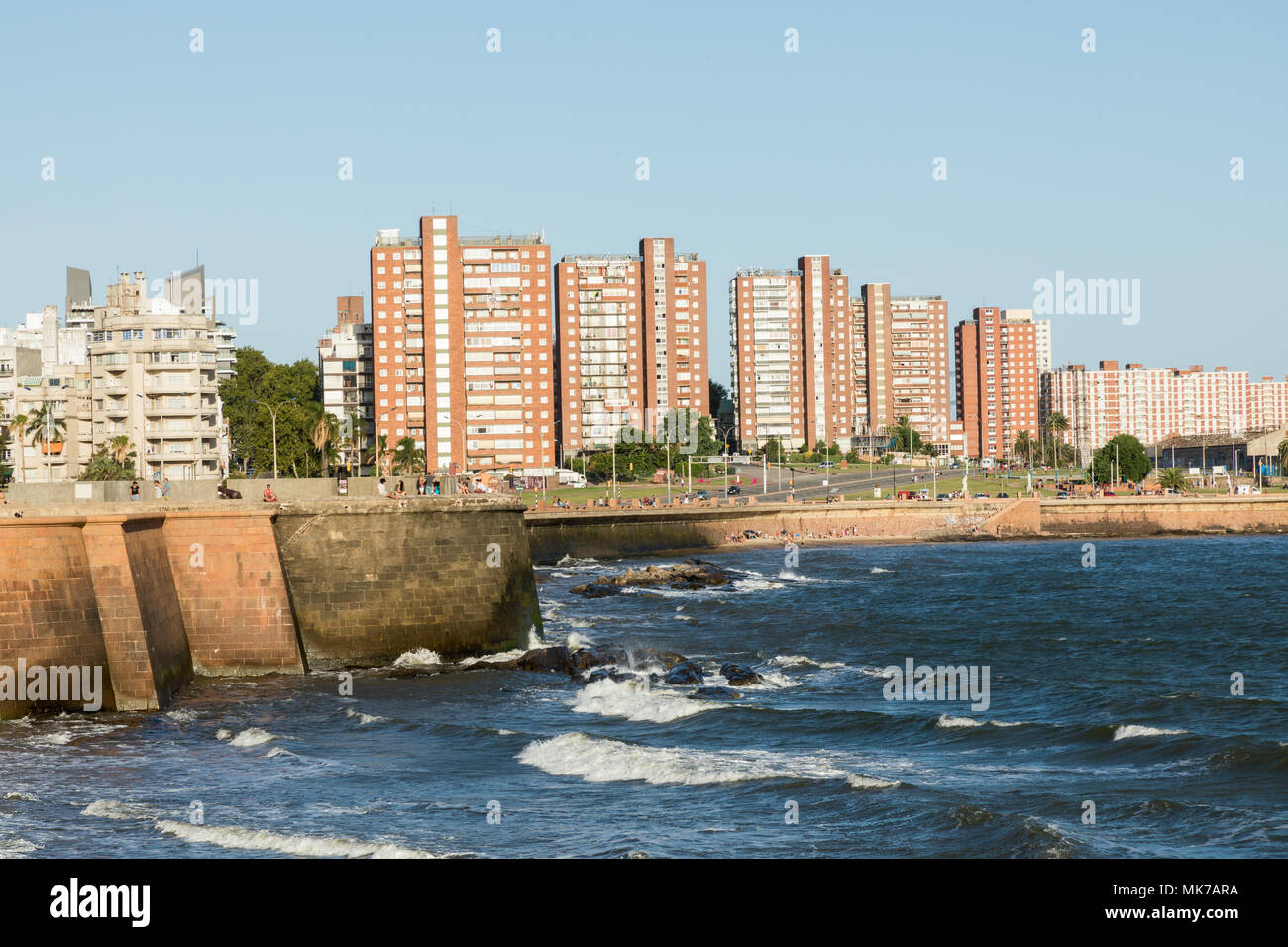 Residential buildings at boulevard in Montevideo, Uruguay. Montevideo ...