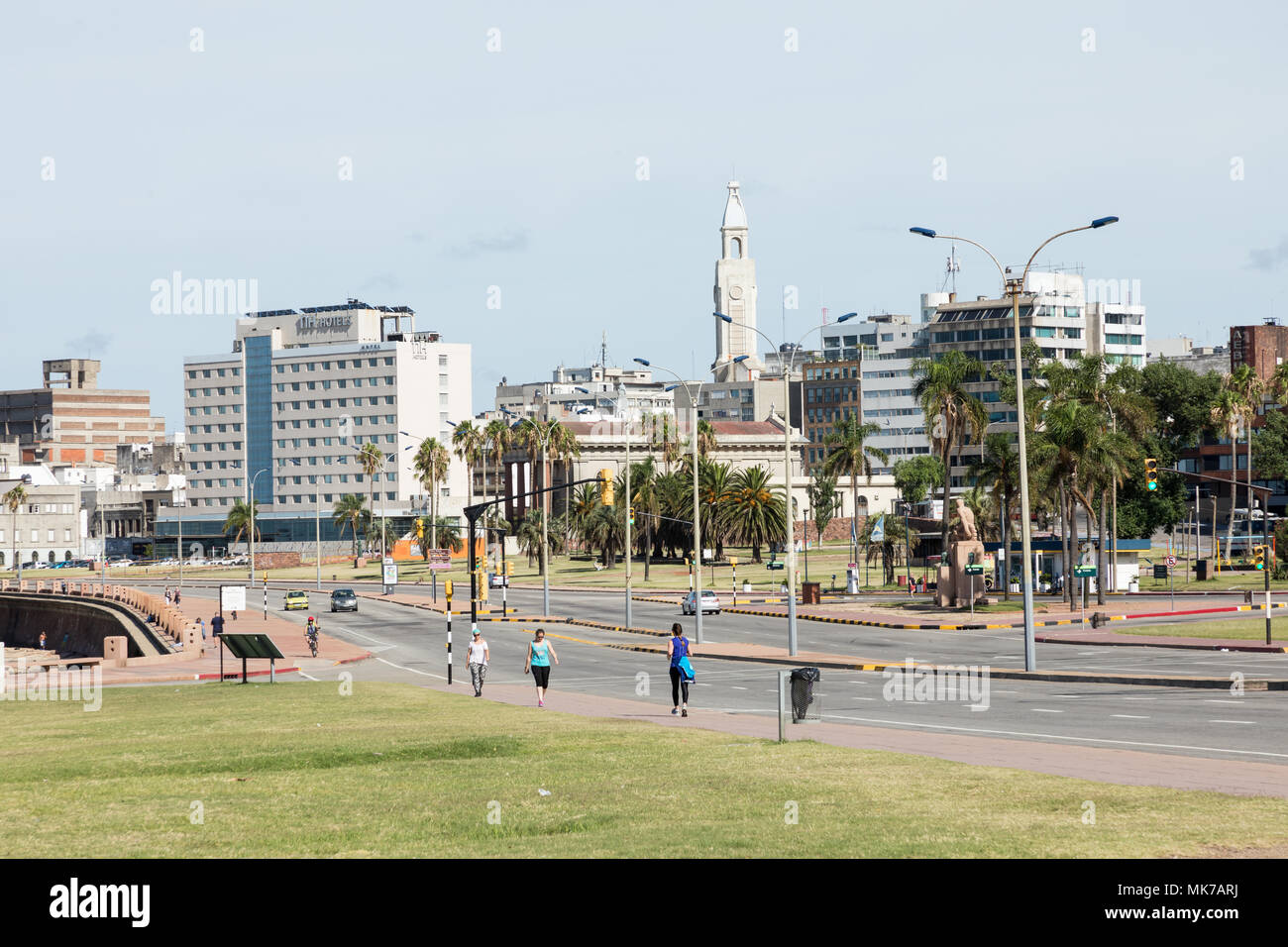 Residential buildings at boulevard in Montevideo, Uruguay. Montevideo ...