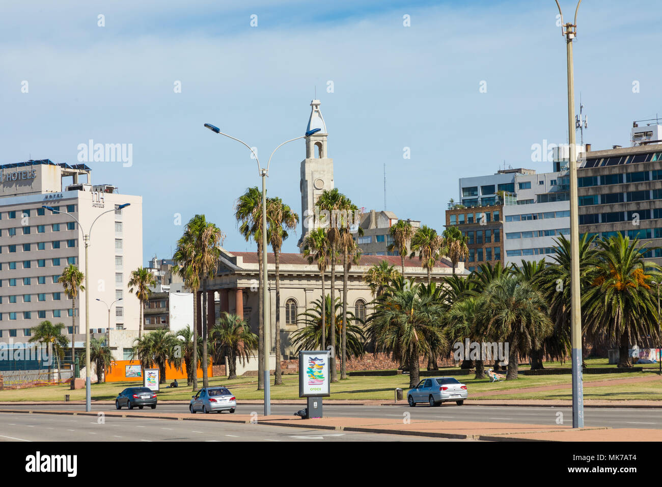 Residential buildings at boulevard in Montevideo, Uruguay. Montevideo ...