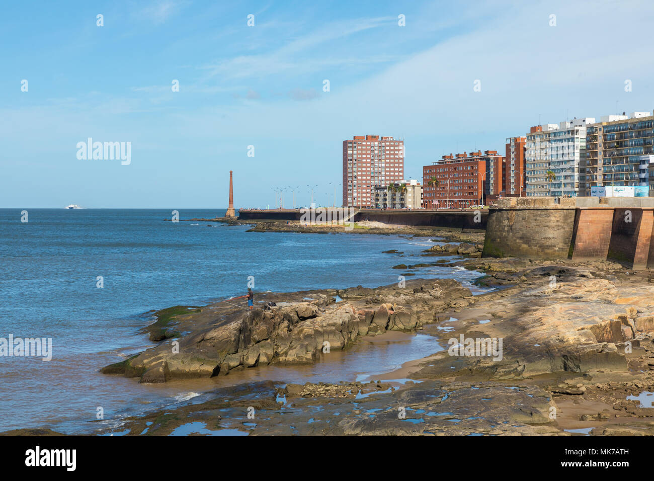 Residential buildings at boulevard in Montevideo, Uruguay. Montevideo ...