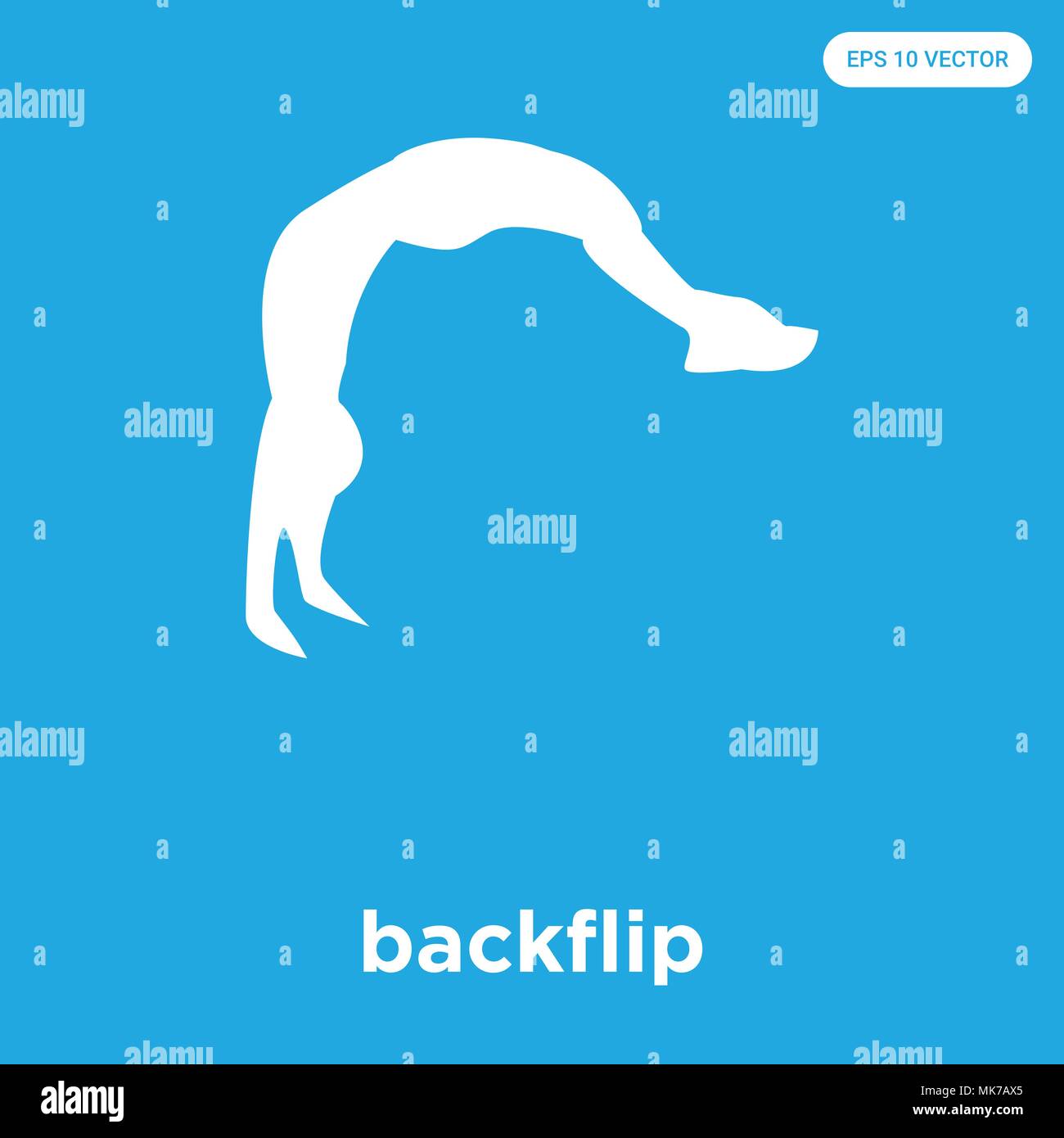 backflip vector icon isolated on blue background, sign and symbol Stock ...