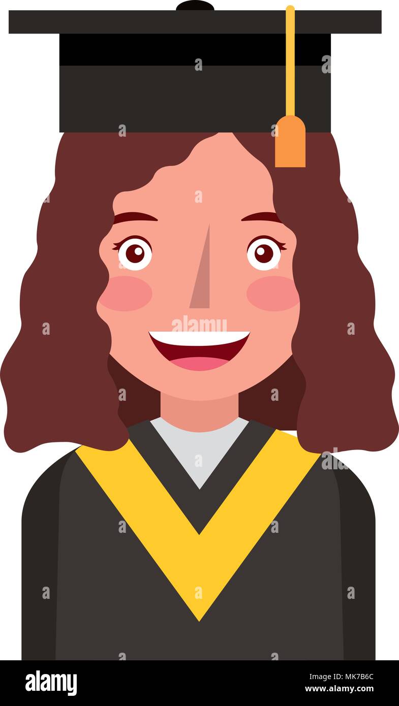 young woman with graduation hat avatar character vector illustration ...