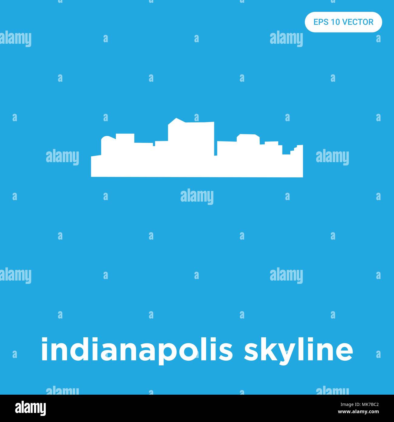 indianapolis skyline vector icon isolated on blue background, sign and ...