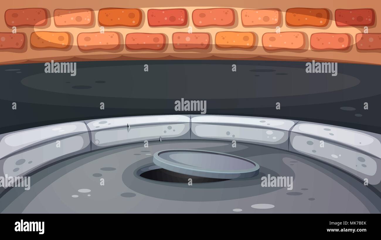 Sewage hatch illustration. Street landscape Stock Vector Image & Art ...