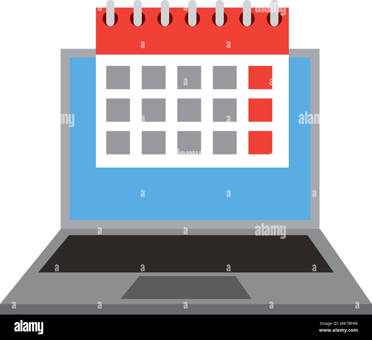 laptop computer with calendar reminder vector illustration design Stock ...