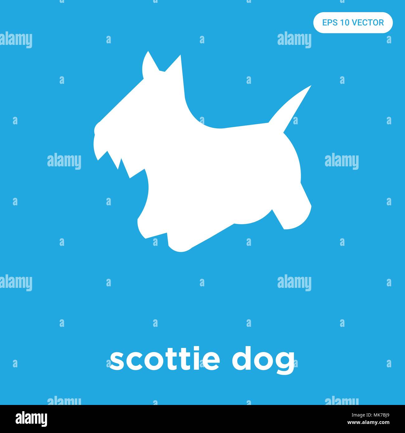 scottie dog vector icon isolated on blue background, sign and symbol ...