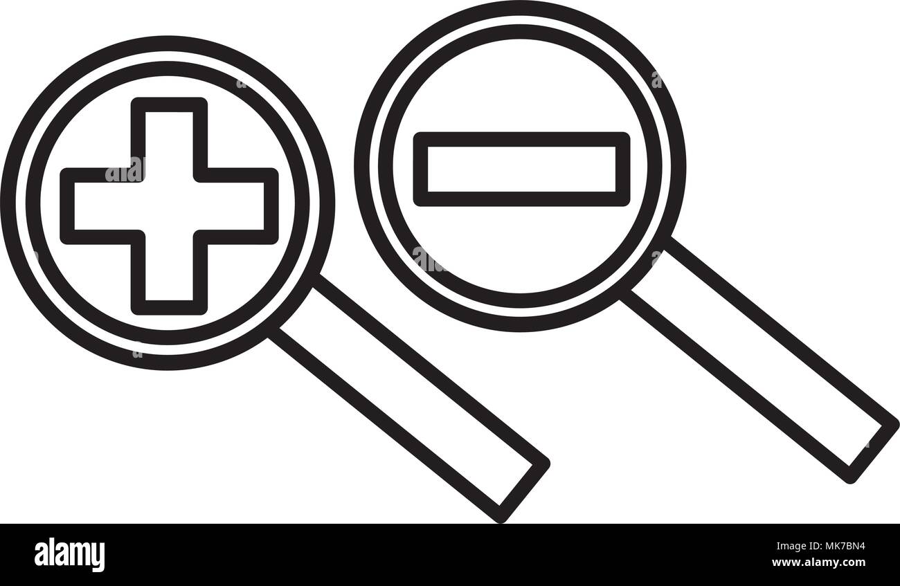 search magnifying glasses with plus and minus sign vector illustration ...