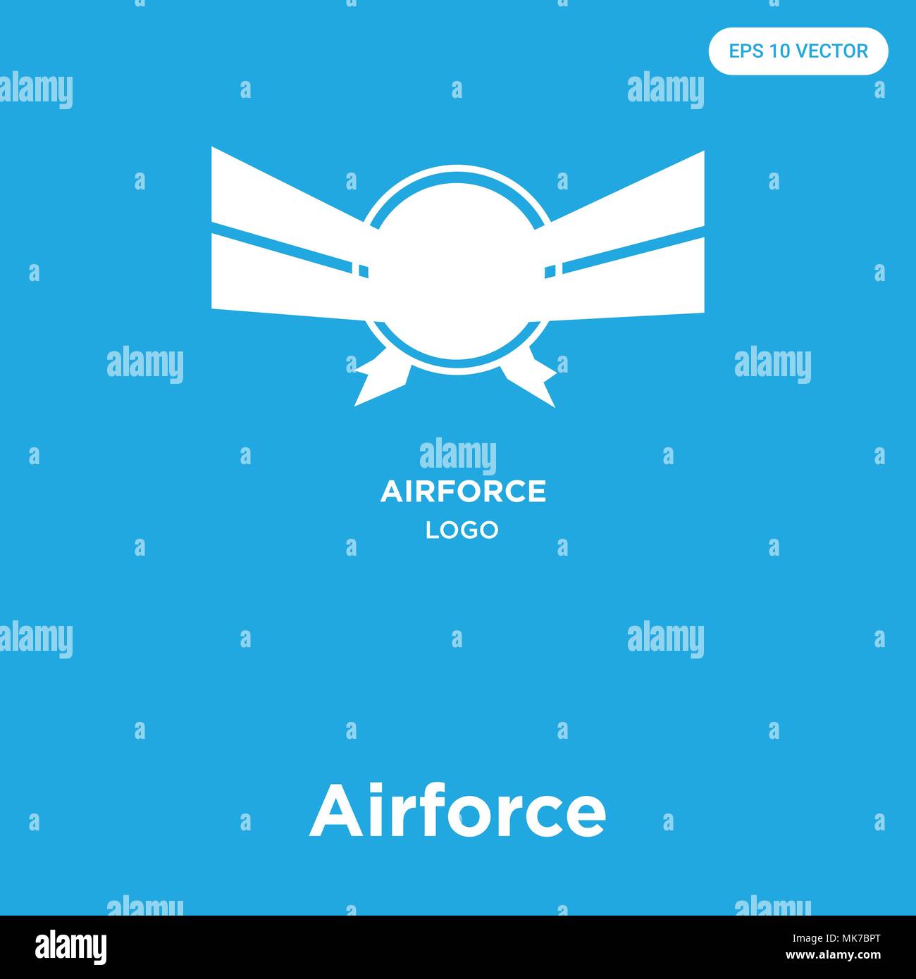 Airforce vector icon isolated on blue background, sign and symbol Stock ...