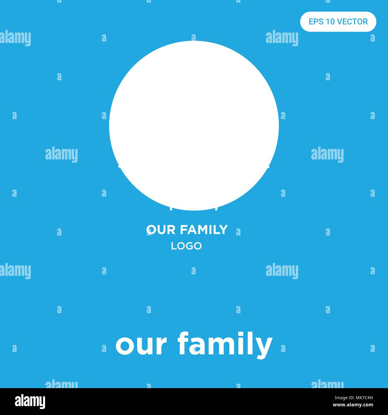 our family vector icon isolated on blue background, sign and symbol ...