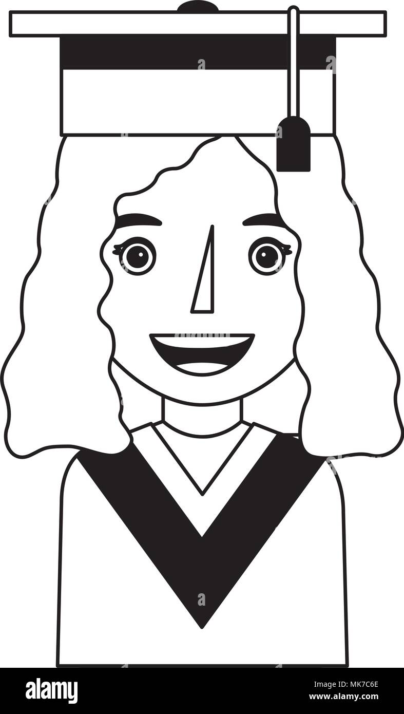 young woman with graduation hat avatar character vector illustration ...