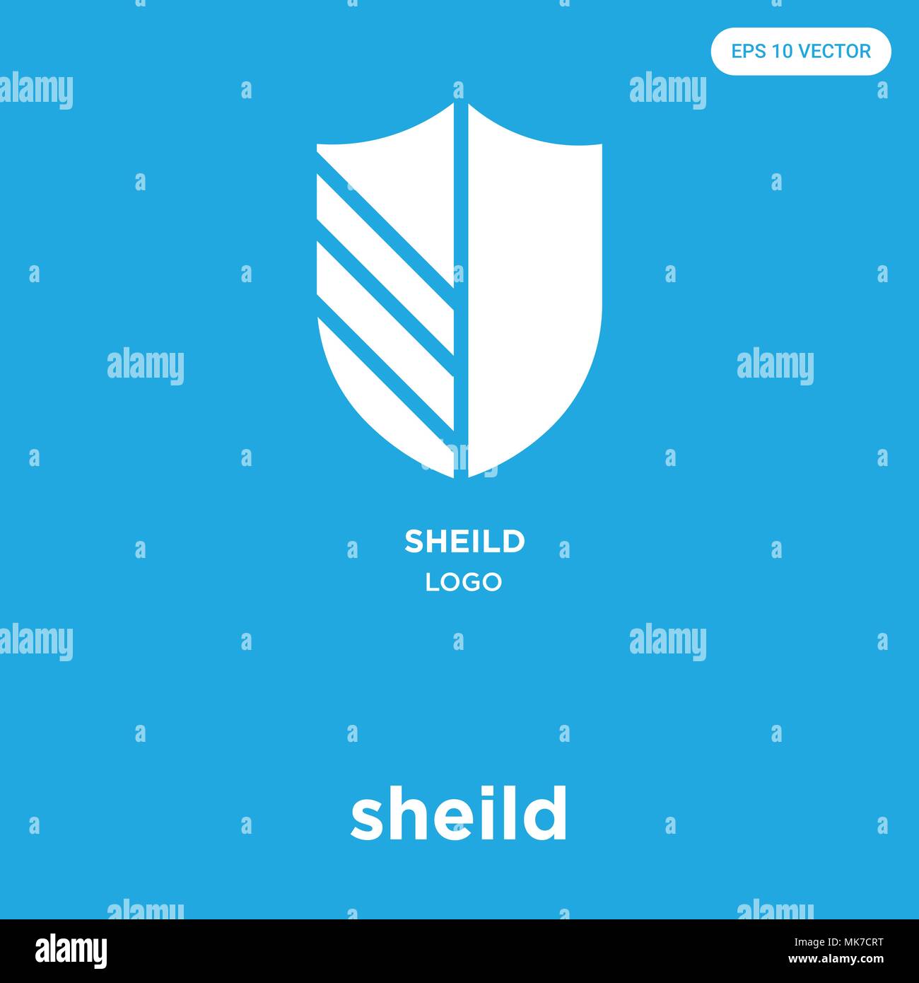 sheild vector icon isolated on blue background, sign and symbol Stock ...