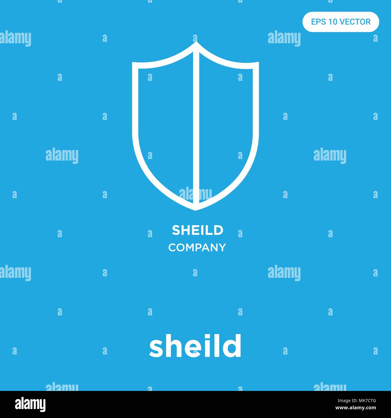 sheild vector icon isolated on blue background, sign and symbol Stock ...