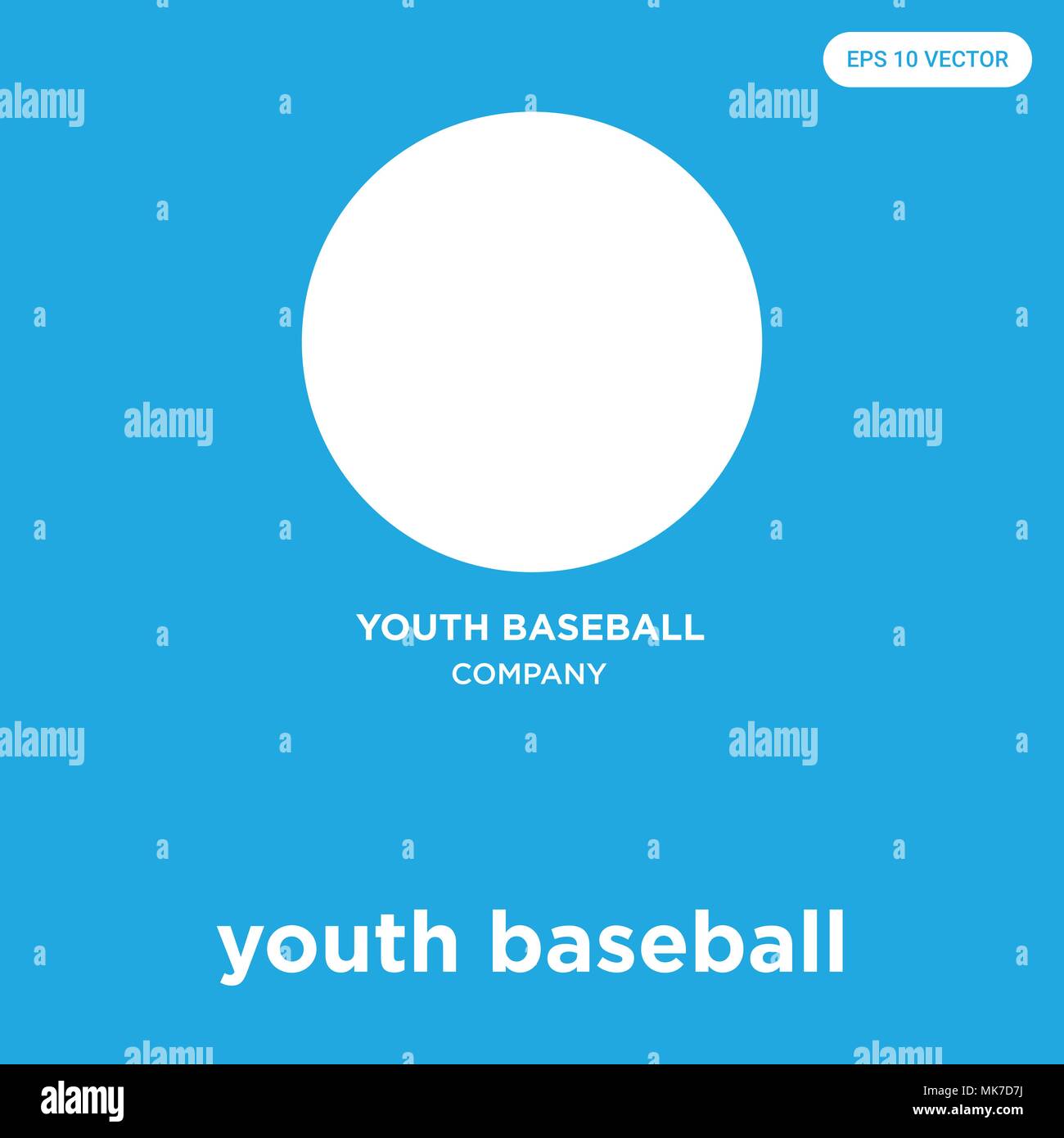 youth baseball vector icon isolated on blue background, sign and symbol ...