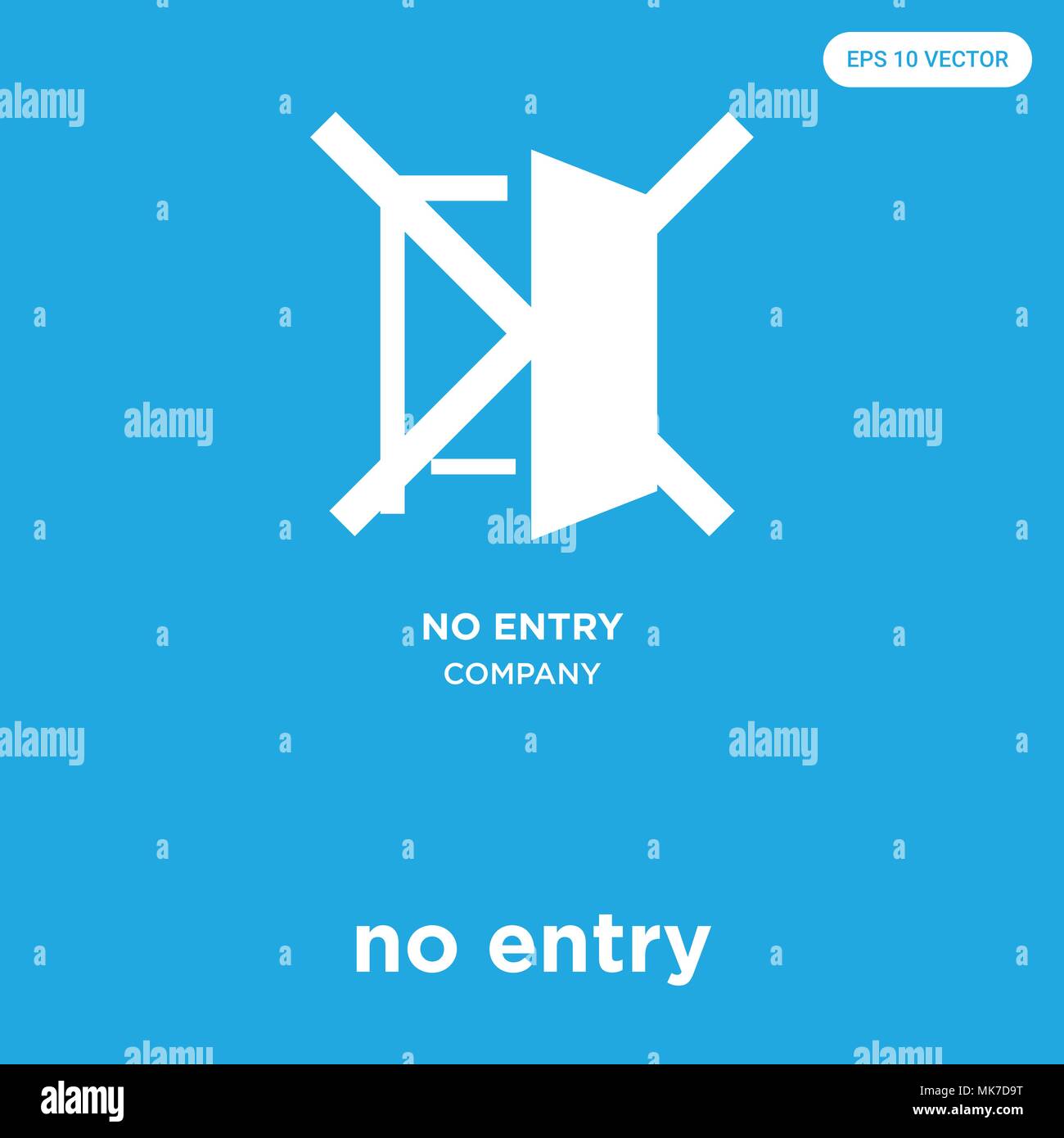 no entry vector icon isolated on blue background, sign and symbol Stock ...