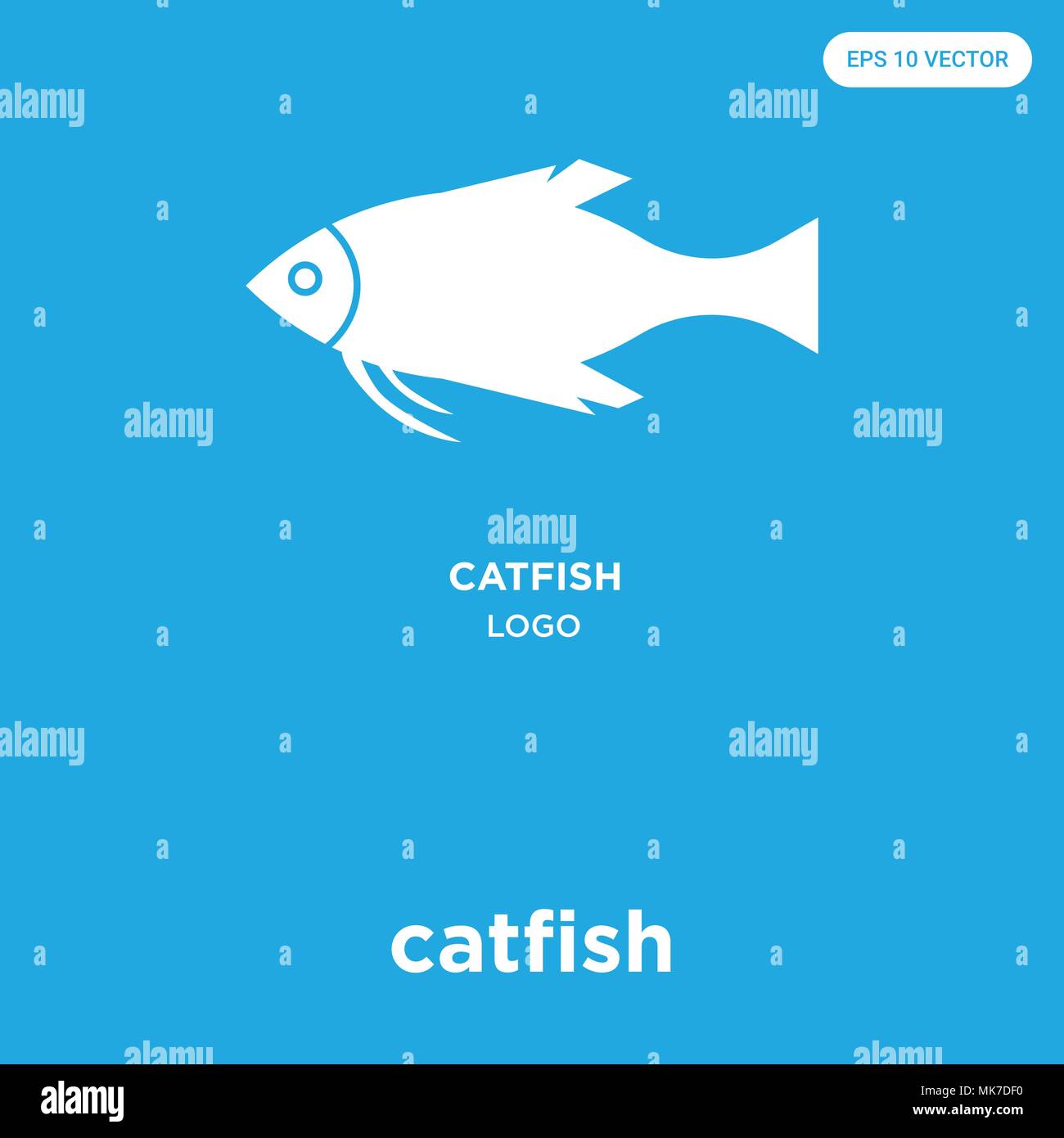 catfish vector icon isolated on blue background, sign and symbol Stock ...