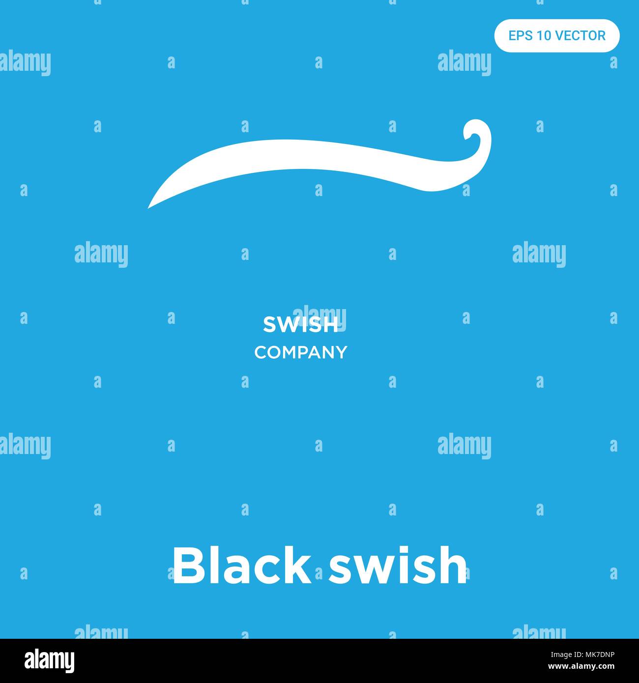 Black swish vector icon isolated on blue background, sign and symbol ...