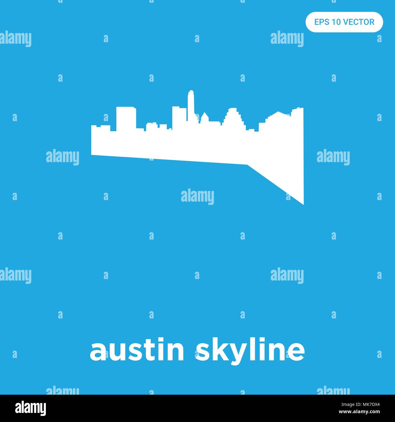 austin skyline vector icon isolated on blue background, sign and symbol ...