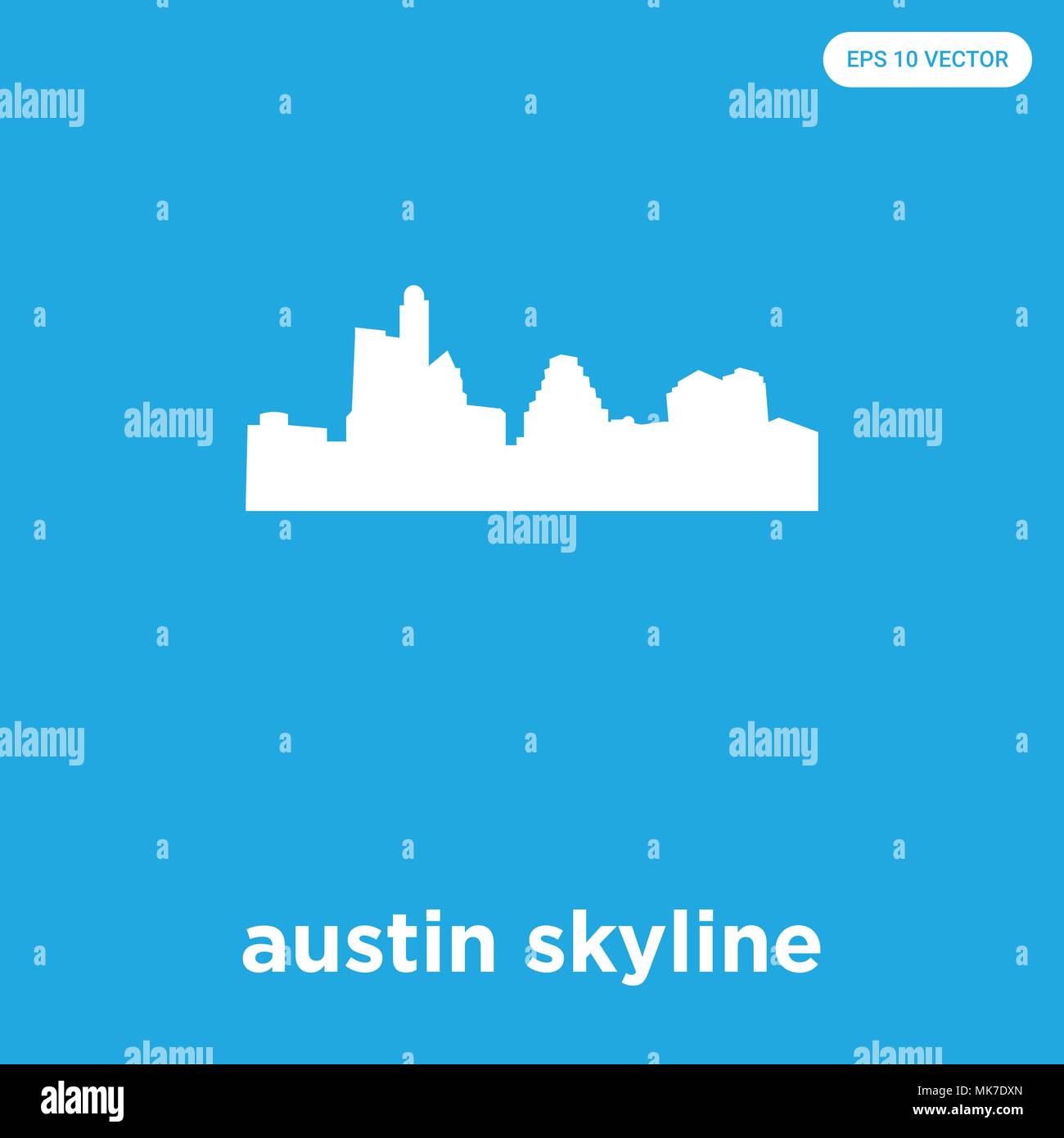 austin skyline vector icon isolated on blue background, sign and symbol ...