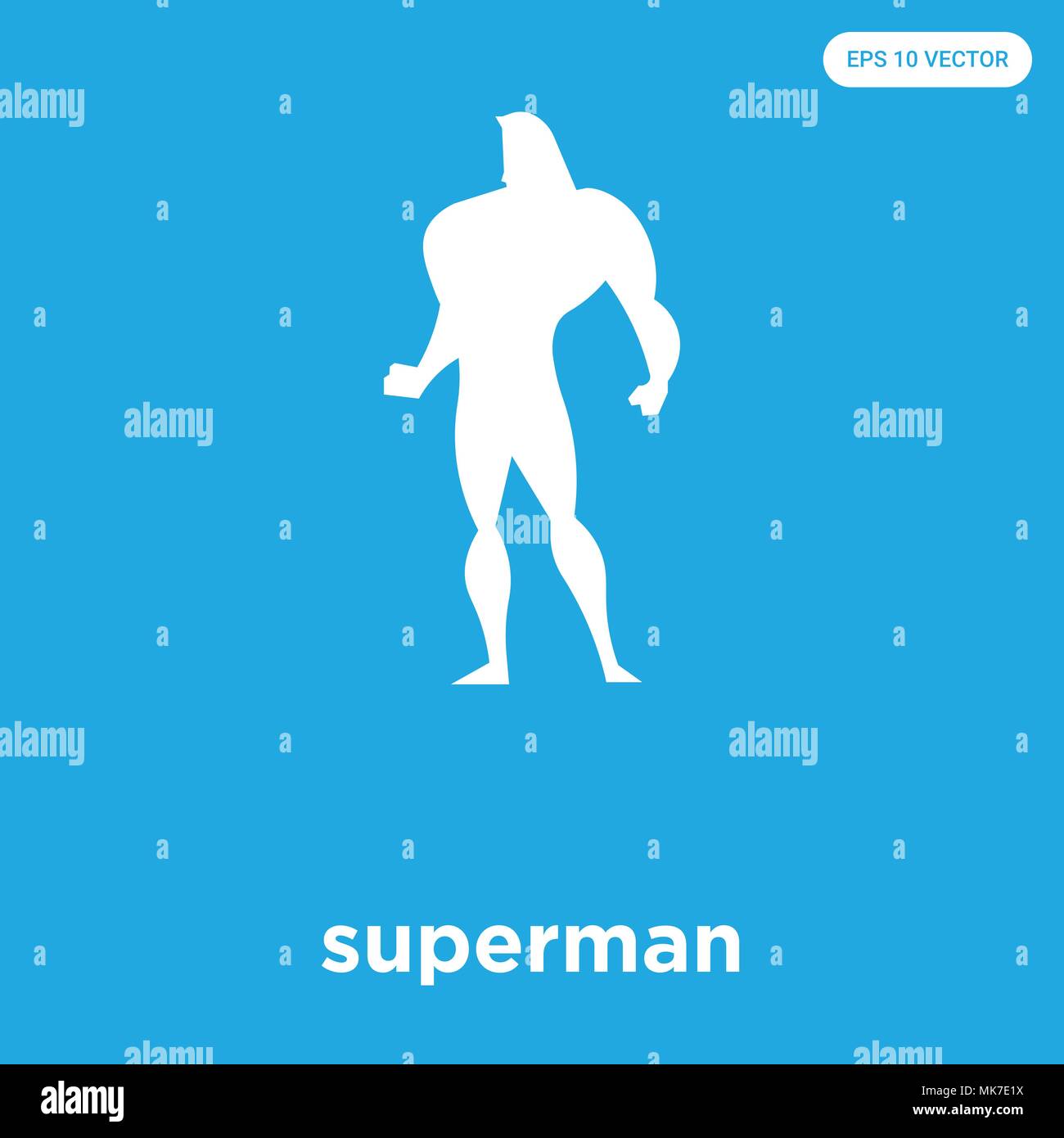 superman vector icon isolated on blue background, sign and symbol Stock ...