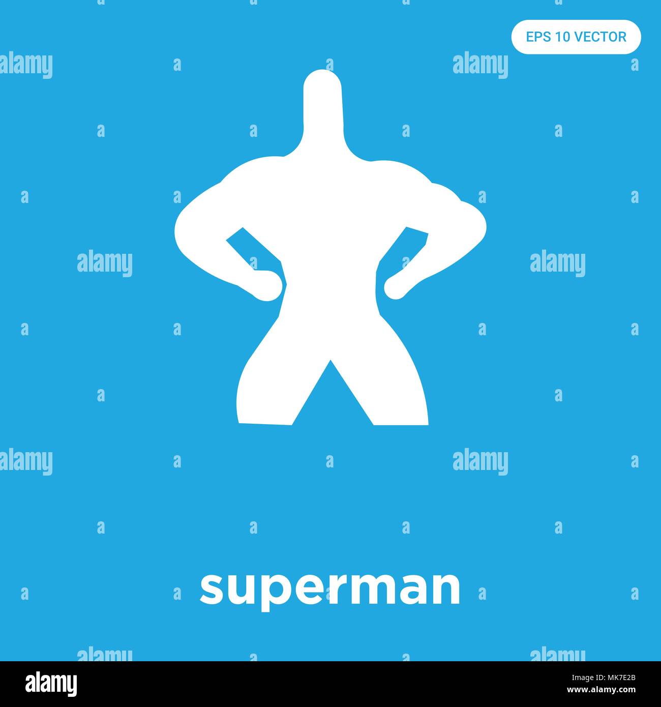 superman vector icon isolated on blue background, sign and symbol Stock ...