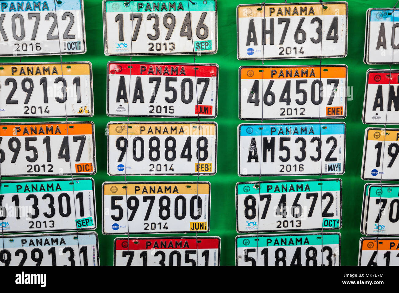Panama vehicle registration plates Stock Photo - Alamy