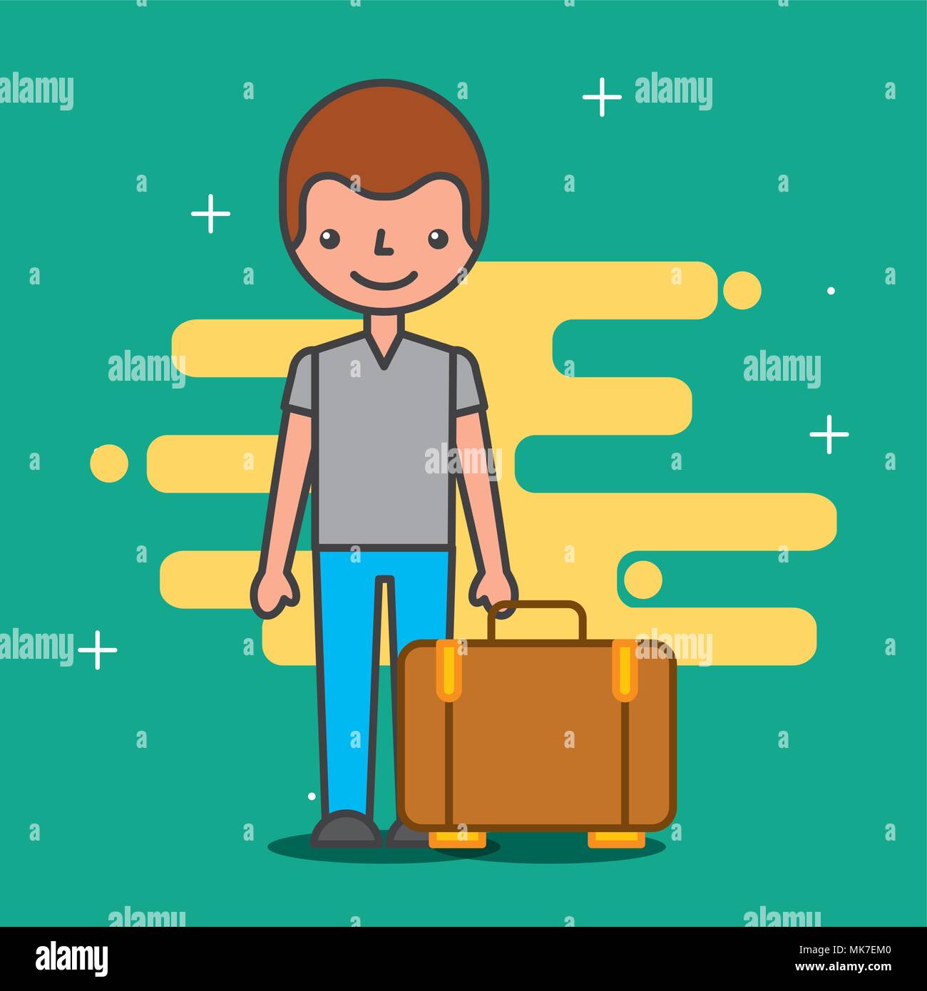cartoon man customer and bag hotel service vector illustration Stock ...