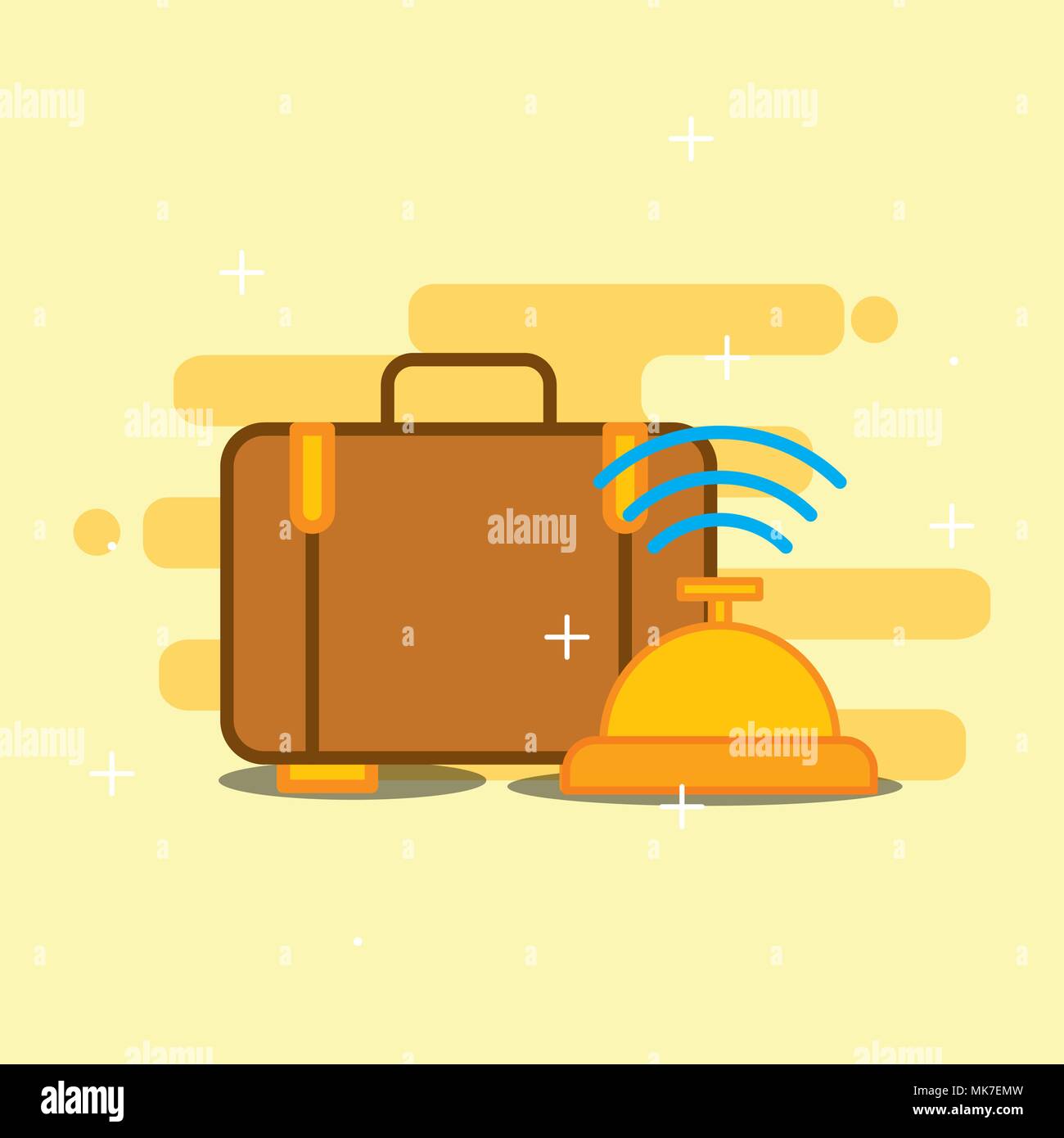hotel service suitcase baggage and bell vector illustration Stock ...