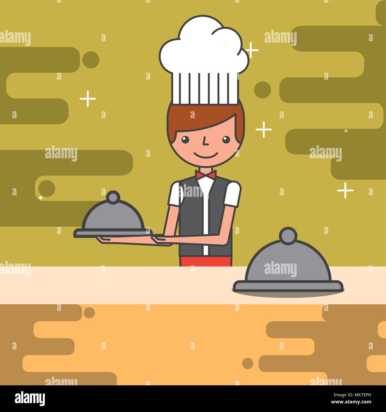 waiter restaurant serving menu cartoon vector illustration Stock Vector ...