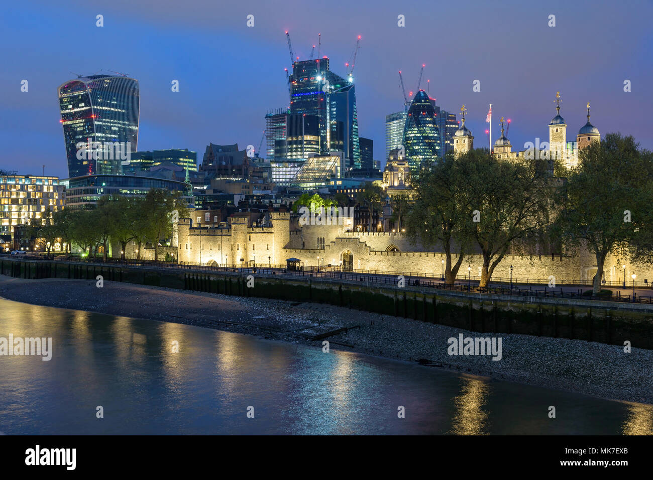 Colorful London skyline at cloudy night, United Kingdom Stock Photo - Alamy