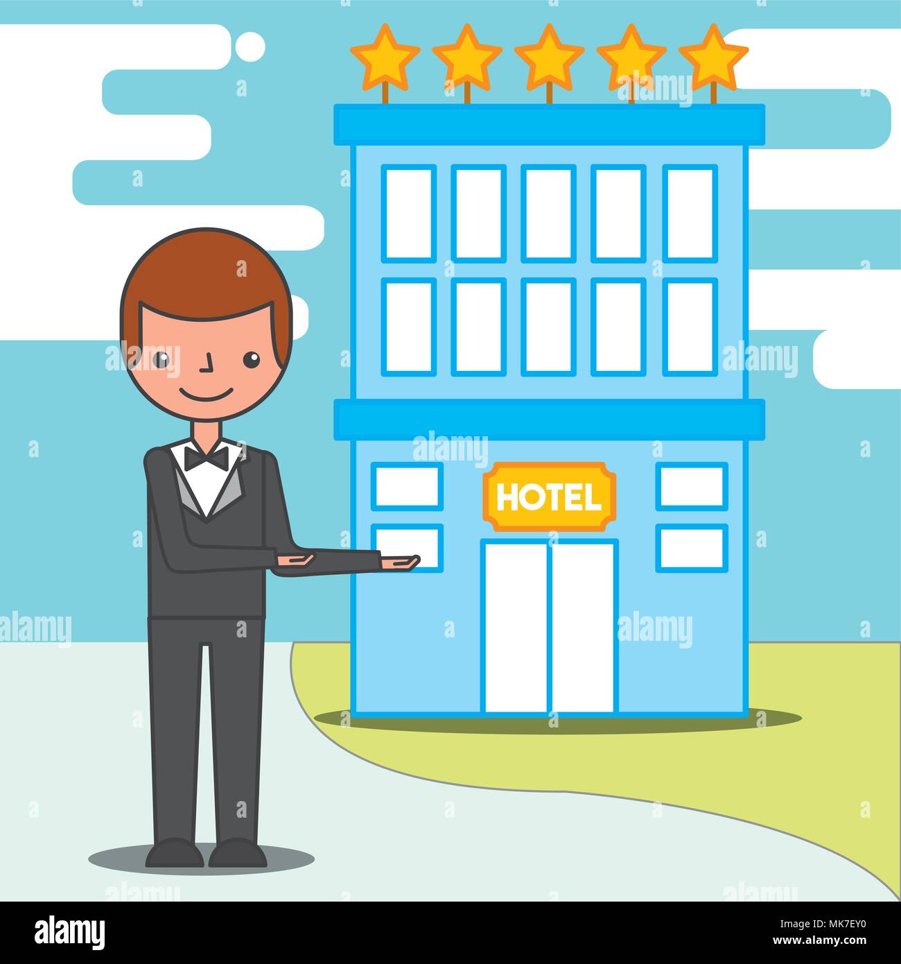 man manager five stars hotel service vector illustration Stock Vector ...