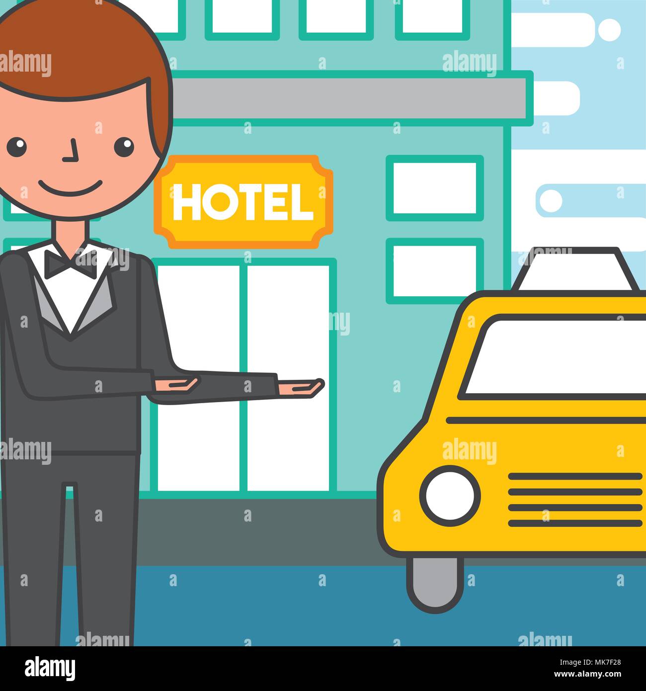 hotel service manager man and taxi car vector illustration Stock Vector ...