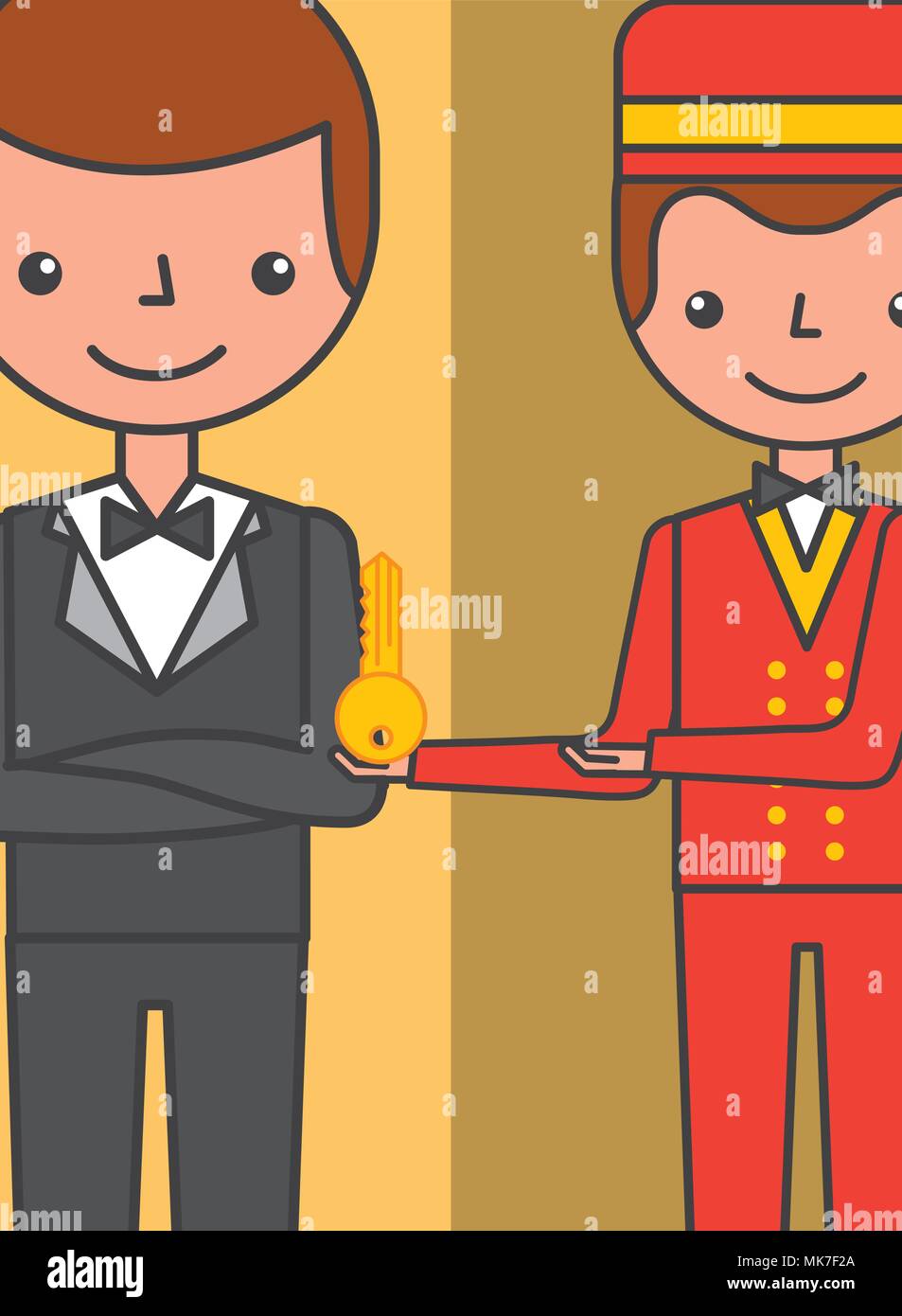 hotel manager man and bellboy with room key vector illustration Stock ...
