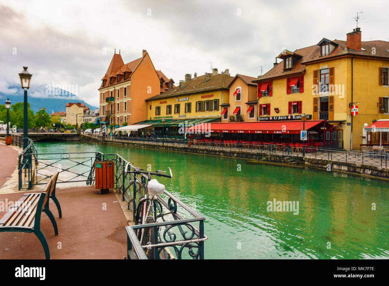 Annecy, France - May 01, 2018: Medieval old town and the tower of ...