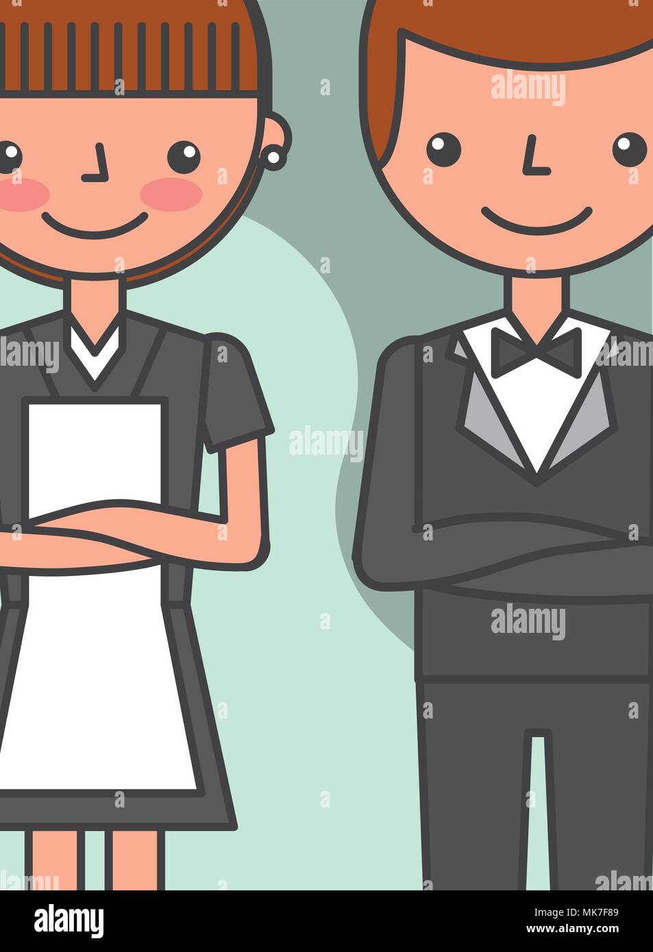 hotel manager man and maid woman professional vector illustration Stock ...