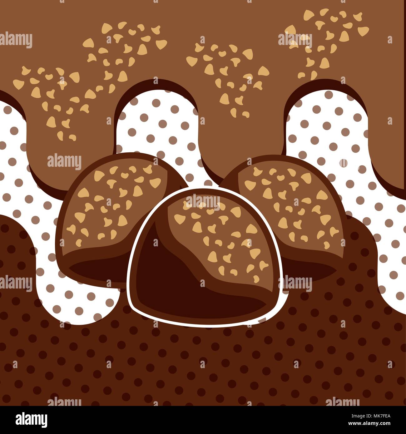 chocolate candies chips melted dots background vector illustration ...