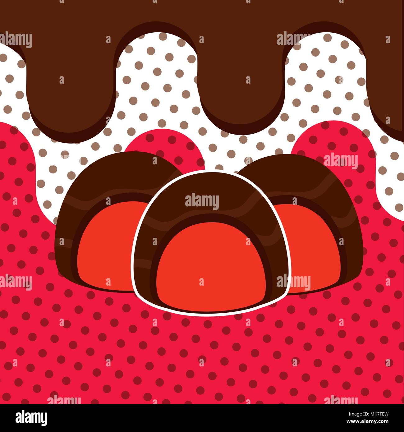 chocolate candy cream stuffing melted dots background vector ...