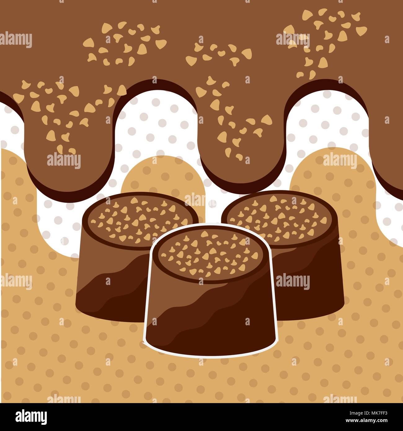 chocolate dessert candies melted dots background vector illustration ...