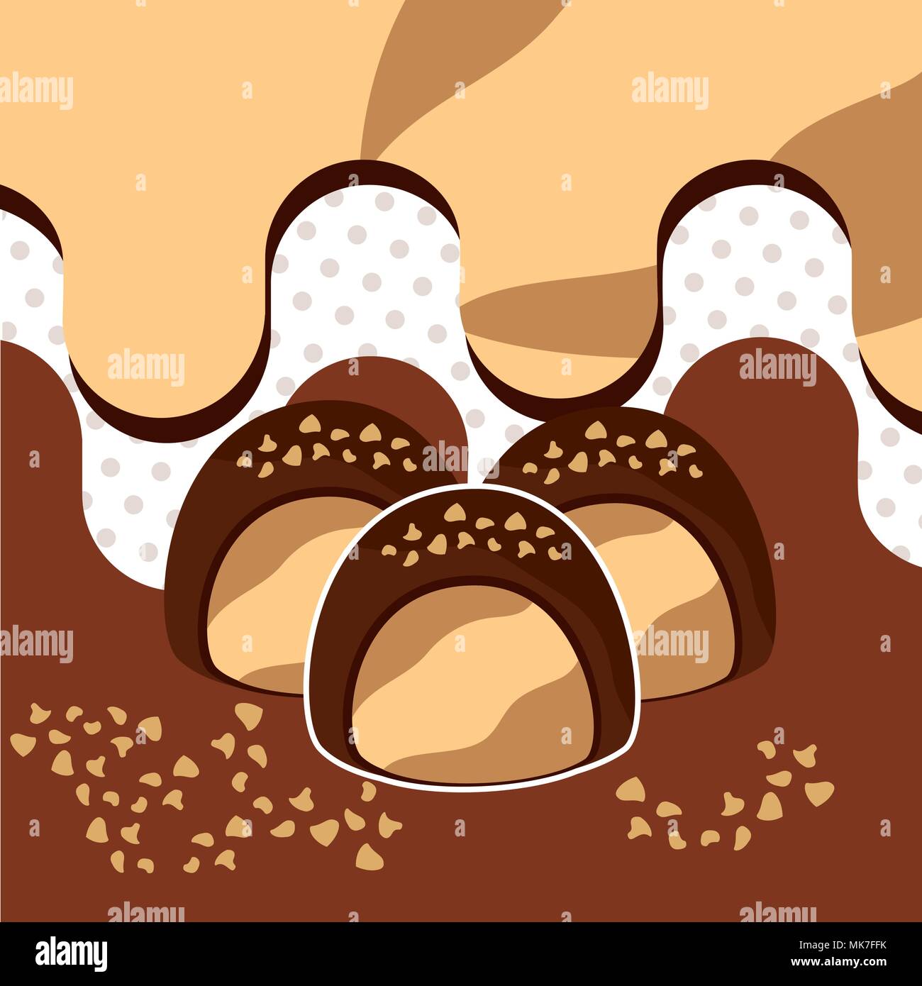 chocolate candy vanilla stuffing melted dots background vector ...