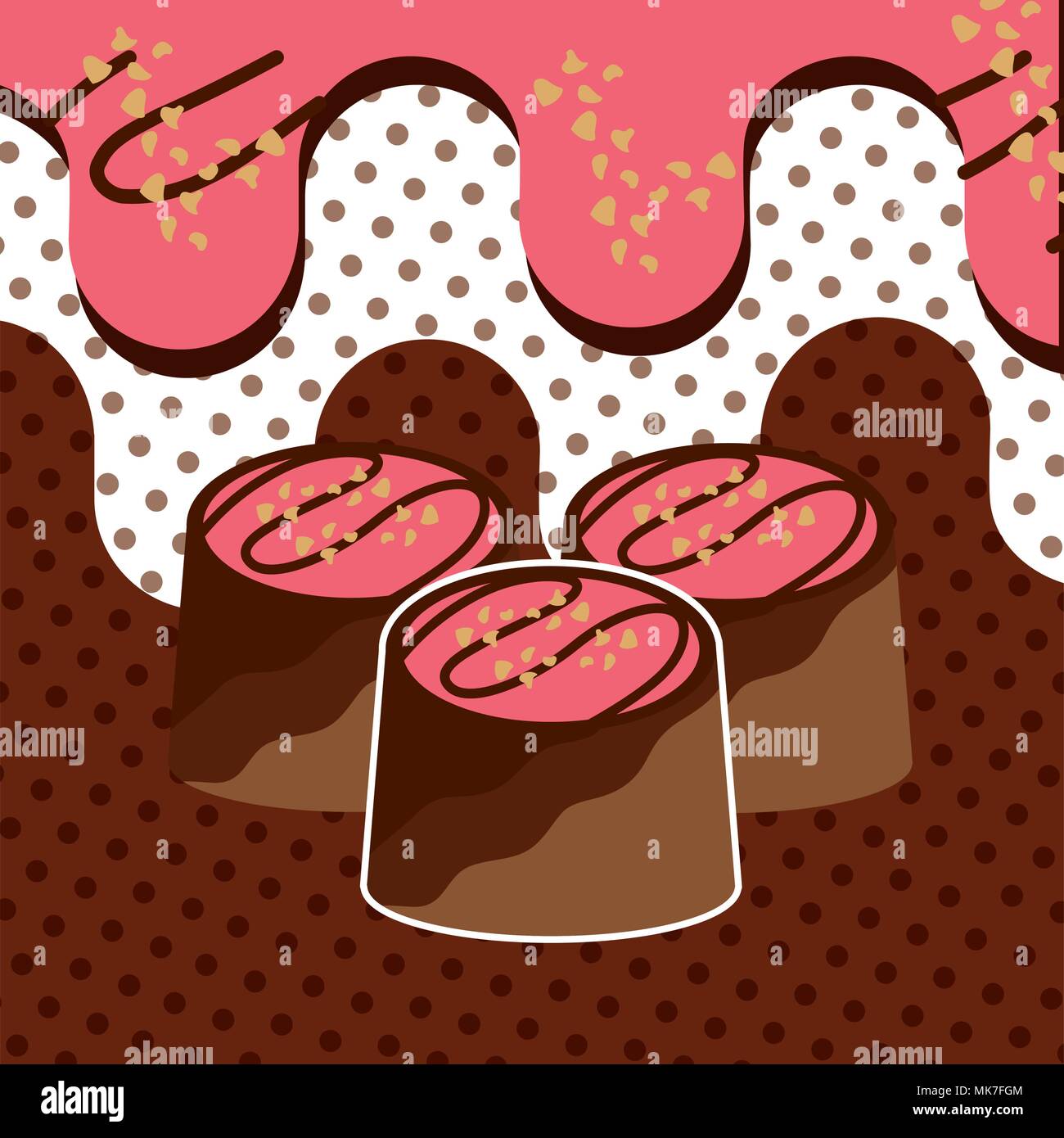 chocolate dessert candies glazed melted dots background vector ...