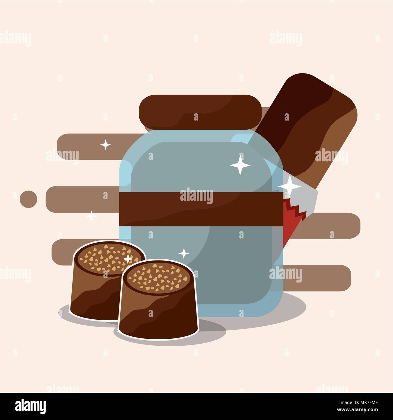 chocolate glass jar bar and candies vector illustration Stock Vector ...