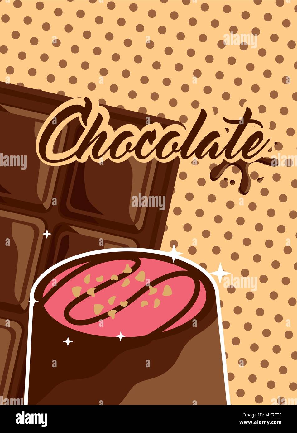 chocolate candy and bar polka dots background vector illustration Stock ...